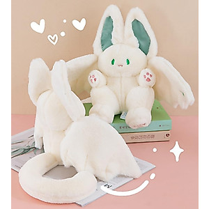 Vseegrs Flying Bunny Rabbit Stuffed Animals, Cute and Fluffy Plush Pillow with Rabbit Ears and Bat Wings, Soft Bat Bunny Stuffed Animal for Kids, Adults, Boys and Girls(Green, 13.7in)