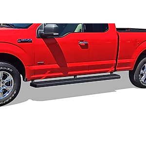 APS Running Boards 5in Matte Black Compatible with Ford F150 2015-2024 Super Cab & F-250 F-350 Super Duty 2017-2024 Stainless Steel (Nerf Bars Side Steps Side Bars)