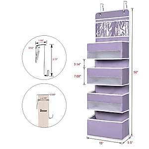 Univivi Door Storage Organizer Nursery Over the Door Organizer Baby Storage with 4 Large Pockets and 3 Small PVC Pockets for Cosmetics, Toys and Sundries (Purple)