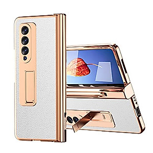 EAXER for Samsung Galaxy Z Fold 4 5G Case, Full Coverage Shockproof Hinge Case Built-in Screen Protector Stand PC Cover with Stylus Pen (White)