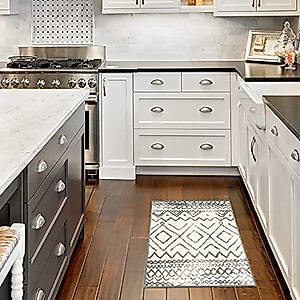 Maples Rugs Abstract Diamond Modern Distressed Kitchen Rugs Non Skid Accent Area Floor Mat [Made in USA], 1'8 x 2'10, Neutral