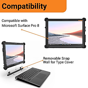 MobileDemand Ultra Rugged Premium Case for Microsoft Surface Pro 8 – Heavy Duty Tablet Case – Briefcase Handle, Hand Strap, Easel, Stylus Holder – Shock Absorbing Rubber Bumpers, Fully Protective Case