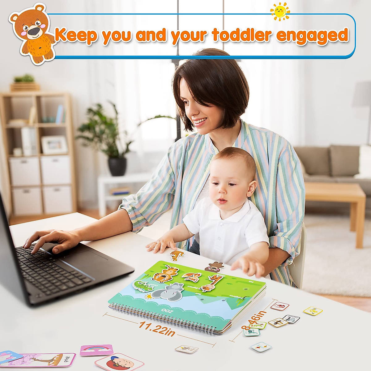 Busy Book for Toddlers Montessori Toys for 1 2 3 4 Year Old, Preschool Learning Activities Binder Montessori Toys for Toddlers, Quiet Books for Toddlers Travel, Birthday Gifts for 1 2 3 4 Boys& Girls