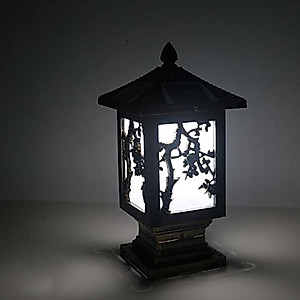 MHCZBGY Waterproof Metal Column lamp Solar Patio Column Light Home Outdoor Pillar Light Outdoor Garden Villa Pillar Lights European Style Column Light