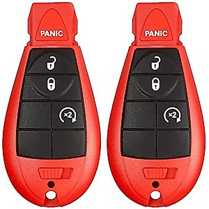2 New Red Keyless Entry 4 Buttons Remote Start Car Key Fob M3N5WY783X, IYZ-C01C 56046707AE For Dodge Challenger Charger Durango Town Country Grand Caravan Journey & Ram
