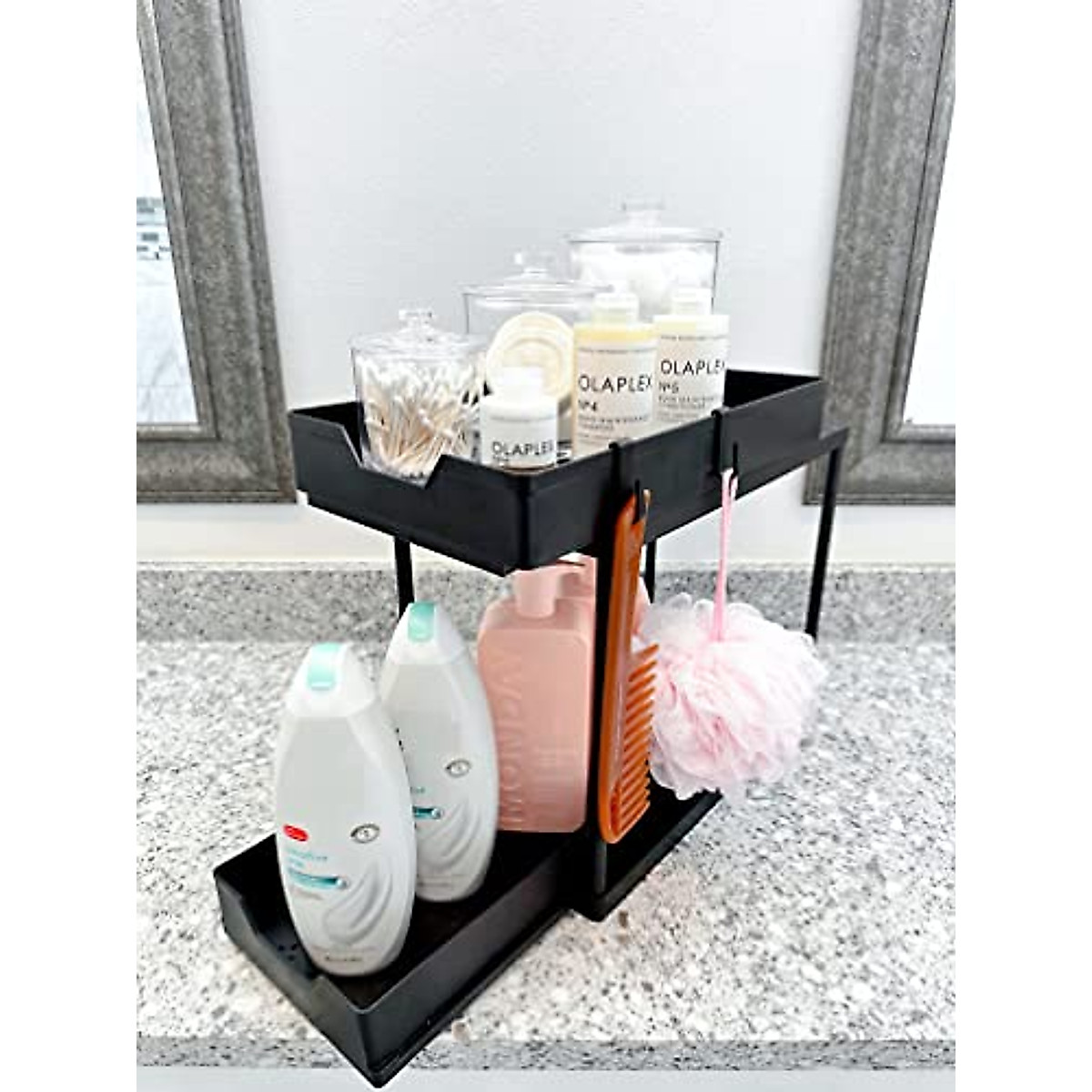 Elnaz Hamai 2 Tier Slide Out Storage Shelf Kitchen Organizer