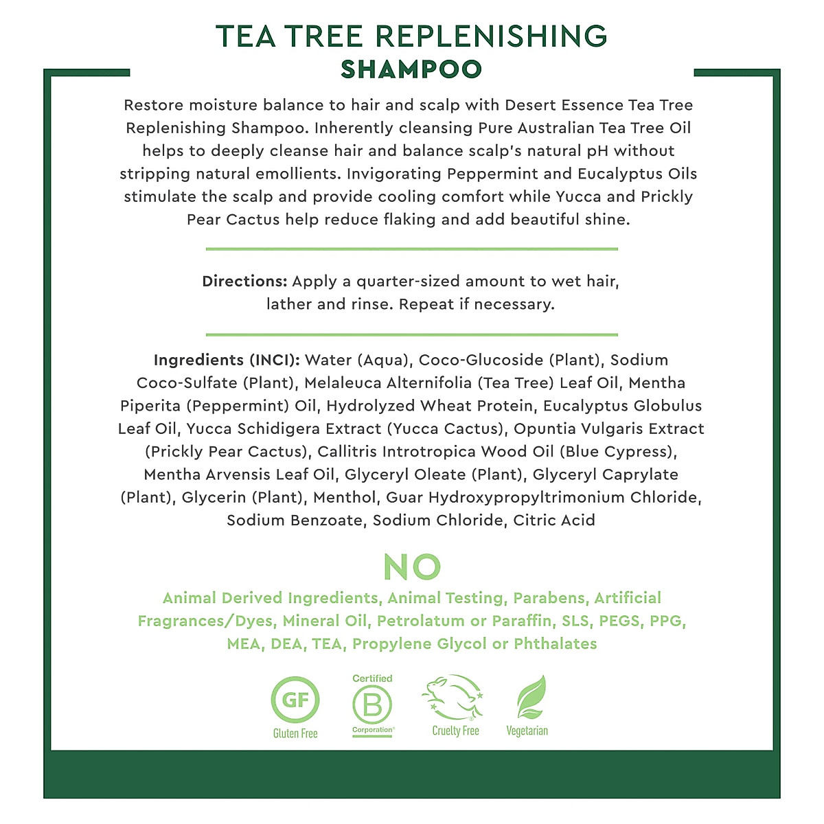 Desert Essence Tea Tree Replenishing Shampoo and Conditioner Bundle - 12.7 Fl Ounce - Therapeutic - Peppermint & Yucca - All Skin Types - Tea Tree Oil - Restore & Nurture Hair