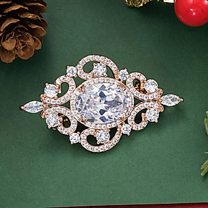 SELOVO Sparkle Vintage Bridal Pin Brooch for Wedding Cubic Zirconia