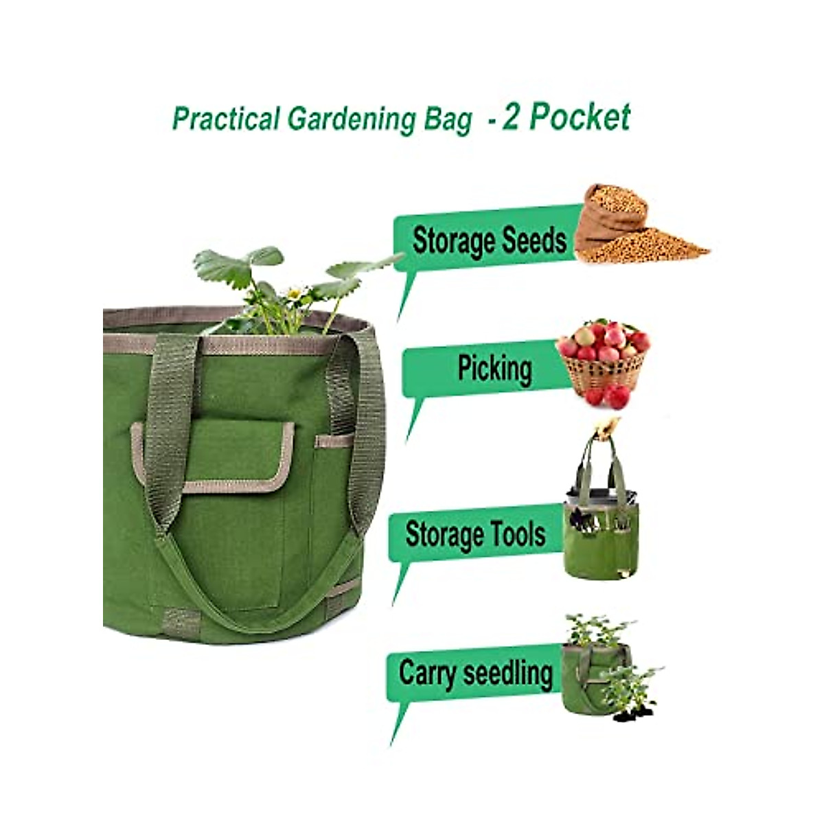 Garden Tools Bucket Bag,Gardening Organizer Tote for 5 Gallon Buckets with Pockets,Garden Bags for Tools Garden Caddy Great Sturdy Canvas Tool Storage Set for Women Men Gardener (Bag Only/No Tools)