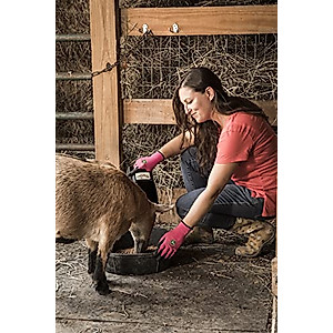 John Deere JD00021 Nitrile Foam Palm Dipped Gloves - Work Gloves for Women, Light-Duty Gloves with Elastic Wrist, Band Top Cuff, Black/Pink