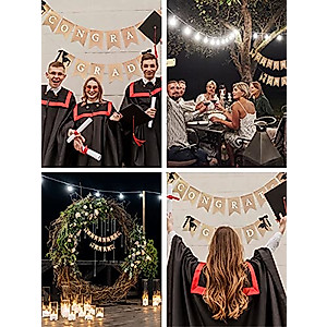 Mandala Crafts Burlap Congrats Grad Banner for Graduation Decorations - Congrats Graduation Banner for Graduation Party Decorations - Graduation Garland Bunting Hanging Flag Sign