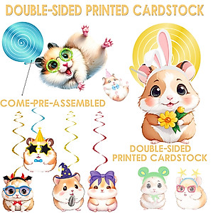 Hamster Hanging Swirls Hamster Party Decorations 20Pcs Guinea Pig Hanging Streamers Hamster Birthday Party Supplies Guinea Pig Ceiling Swirls for Hamster Baby Shower Supplies