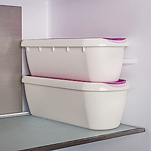 2 Quart Large Ice Cream Container with Lid and Stainless Steel Scoop, Double layer Freezer Storage Container Tub for sorbet and frozen yogurt or gelato, BPA FREE, Dishwasher Safe-Purple Lid