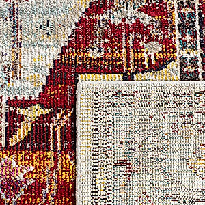 SAFAVIEH Crystal Collection Runner Rug - 2'2" x 7', Light Blue & Red, Medallion Distressed Design, Non-Shedding & Easy Care, Ideal for High Traffic Areas in Living Room, Bedroom (CRS503C)