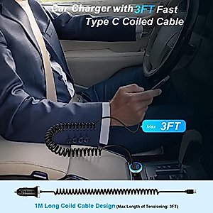 Fast Car Charger USB C for Samsung Galaxy S23 S23+ S23 Ultra A54 A14 A53 A13 A03S A02S A12 A32 A42 A52 S22 Ultra S21 FE S20 S10 S9 S8 Note 20 Z Flip 4 3,3.4A Android Car Adapter with 3ft Type C Cable