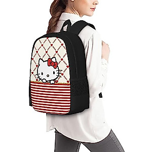 FENTI Cartoon Cute Cat Backpack 17 In Large Capacity Daypack Casual Travel Laptop Backpack for Women Girl