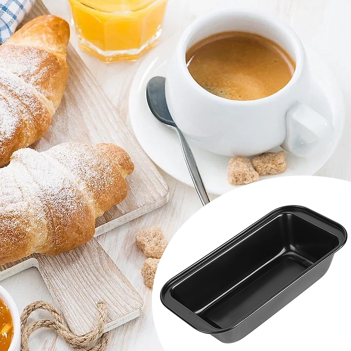 2 Pcs Baking Loaf Pan Rectangle Bread Cake Mold Carbon Steel Black 10 x 5.2 x 2.4 Inch Nonstick Coating Loaf Pan Baking Tray for Home Kitchen