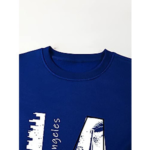SOLY HUX Men's Graphic Crewneck Sweatshirts Letter Print Long Sleeve Pullover Casual Vintage Tops Royal Blue Letter L