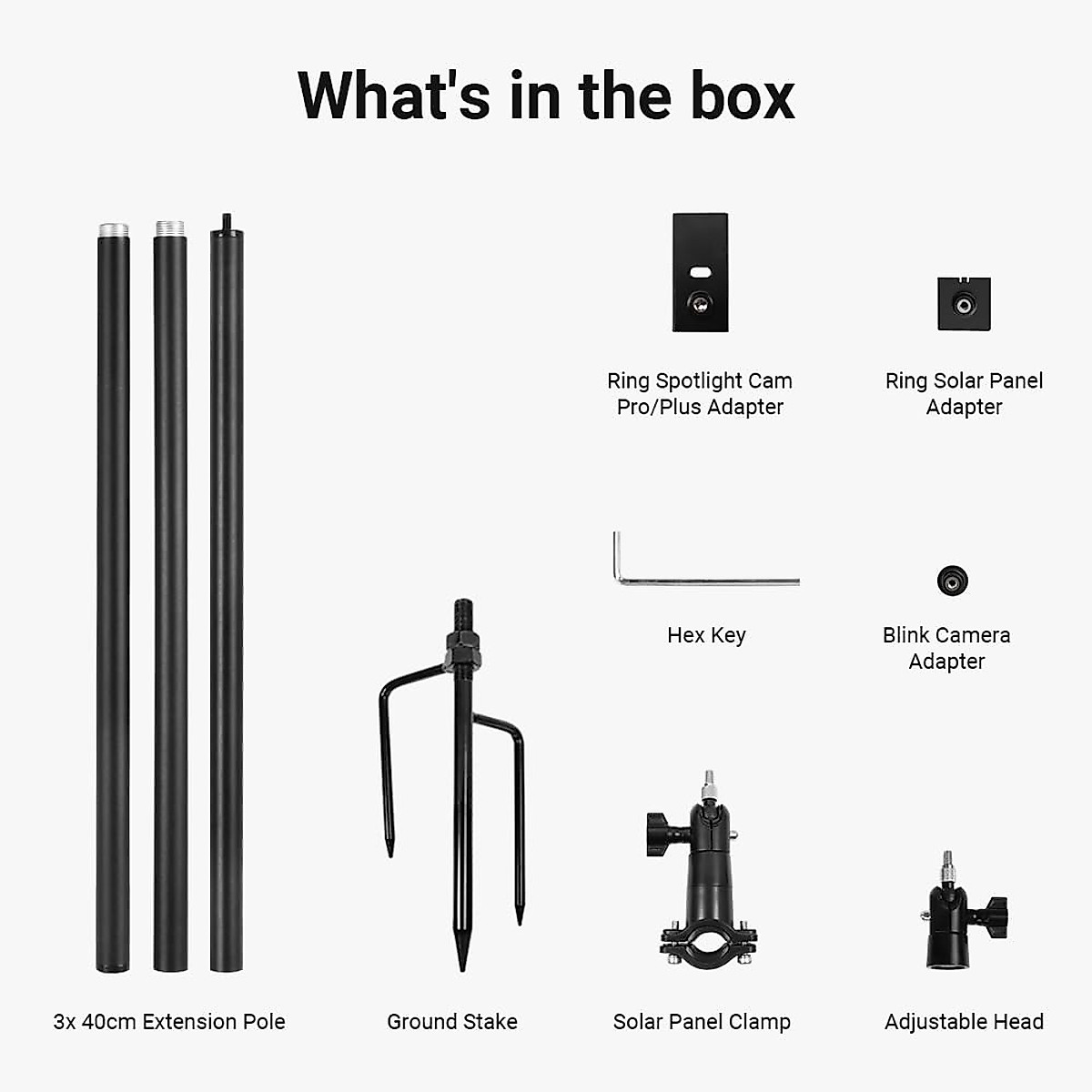 Holicfun 2-in-1 Ground Stake Mount Stand for Outdoor Security Cameras and Solar Panels, Universally Compatible with Ring, Blink, Google Nest, Eufy, Arlo, Wyze, SimpliSafe, and More (Black)