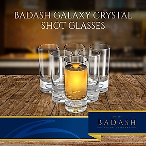 Badash Galaxy Crystal Shot Glasses - 4" Tall 3oz Lead-Free Glassware Set of 6