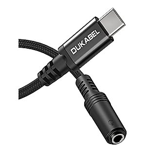 DUKABEL Type C to Aux Adapter, USB-C to Audio Jack with Upgraded DAC Chip for Samsung Galaxy S22 S21 S20 Ultra S20+ Note 20 Google Pixel 6 Pro/5/4/3/2 OnePlus 7T and More