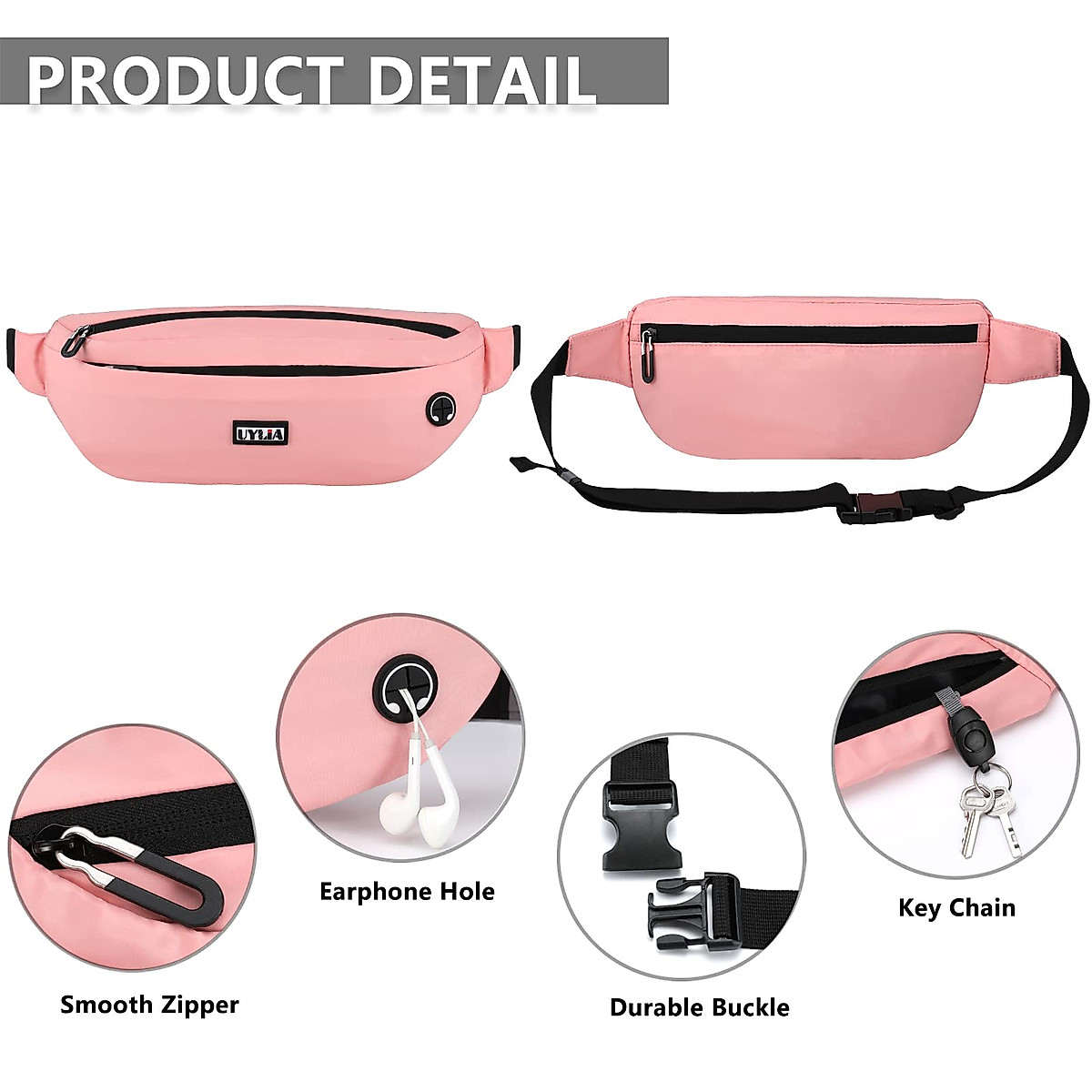 UYLIA Large Crossbody Fanny Pack with 4 Zipper Pockets for Men Women,Water Resistant Waist Pack, Gifts for Enjoy Sports Running Hiking Traveling Workout Walking Outdoors Sport