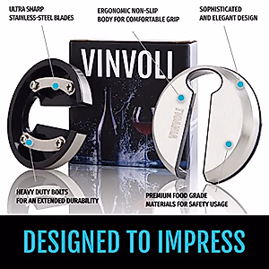 VINVOLI Wine Foil Cutter - Luxury Stainless Steel Wine Foil Cutter Tool - Foil Cutter for Wine Bottles - Wine Cutter Foil Opener Neck Label Remover - Wine Top Seal Cutter - Wine Bottle Foil Cutter