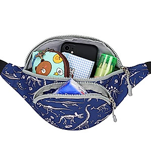 Choco Mocha Kids Fanny Pack Boys Fanny Pack for Kids 4-6 6-9 9-10 Toddler Fanny Pack Boy Kids Waist Bag Dinosaur Belt Bag for Kids Fossil Waist Pack for Little Boys age 4 5 6 7 8 9 Small Hip Bag Navy