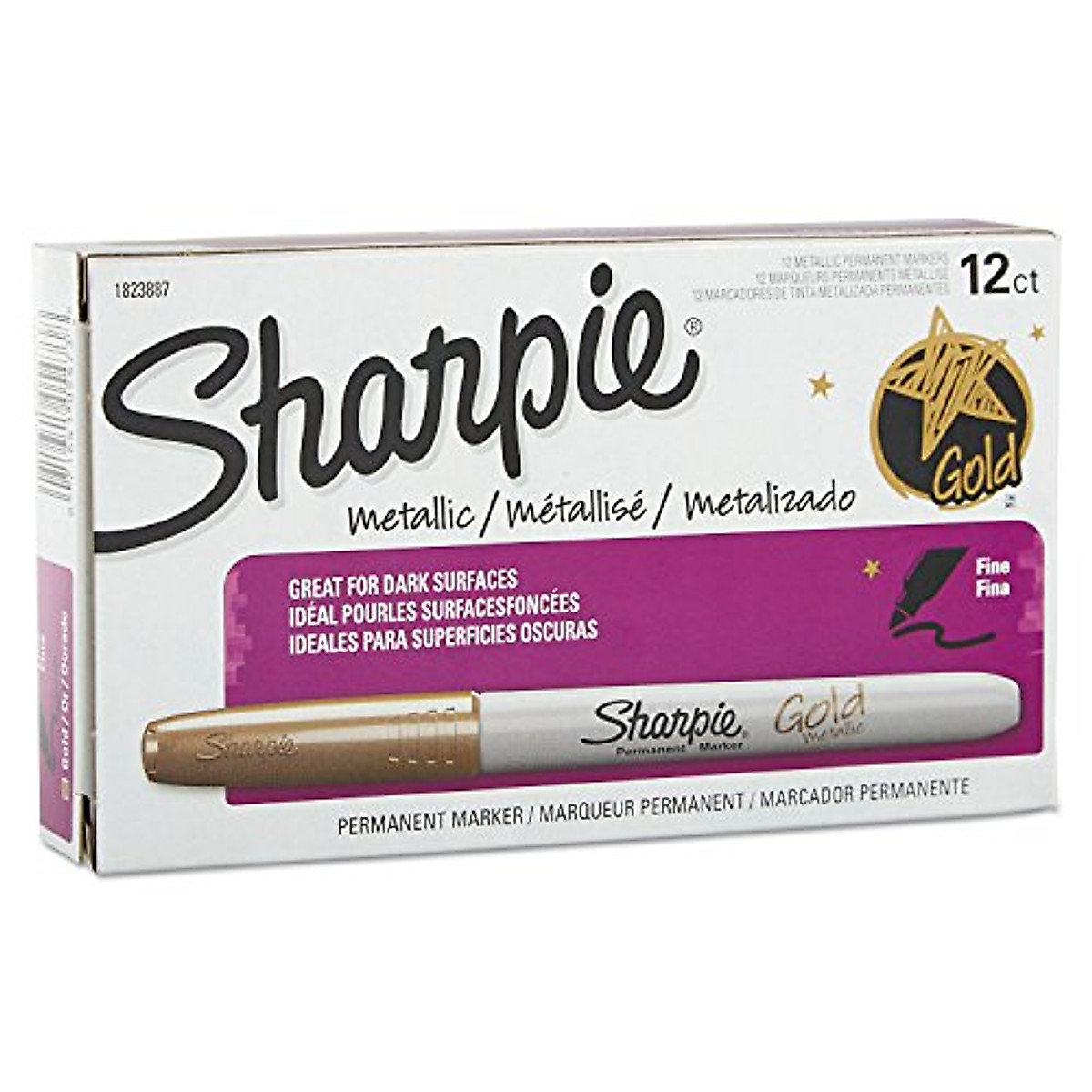 SHARPIE 1823887 Metallic Permanent Markers Gold Dozen