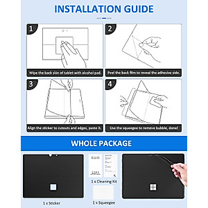 MoKo Tablet Back Skin Stick Decal for Microsoft Surface Pro 11 /Surface Pro 10 / Pro 9 / Pro 8 13-Inch Tablet, PU Leather Protective Decal Body Skin Cover for Surface Pro 11/10, Black