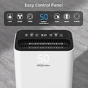 HOGARLABS 2000 Sq Ft 30 Pint Dehumidifier for Home Basements Bathroom Bedroom, Dehumidifier with Drain Hose for Medium to Large Room, Intelligent Humidity Control Dehumidifier with Laundry Dry