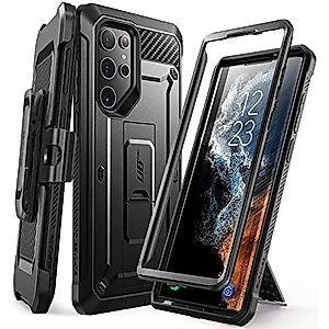 SUPCASE Unicorn Beetle Pro Series Case for Samsung Galaxy S22 Ultra 5G (2022 Release), Full-Body Dual Layer Rugged Belt-Clip & Kickstand Case Without Built-in Screen Protector (Black)