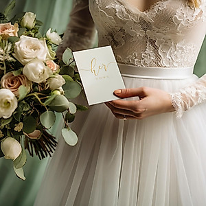 UNITED ESELL Ivory Wedding Vow Books His and Hers – Real Gold Foil Bride and Wedding Notebook with 28 Pages - 5,9" x 3.9" – Vow Renewal - Bridal Shower Gifts - Time Capsule Love Letter (Gold)