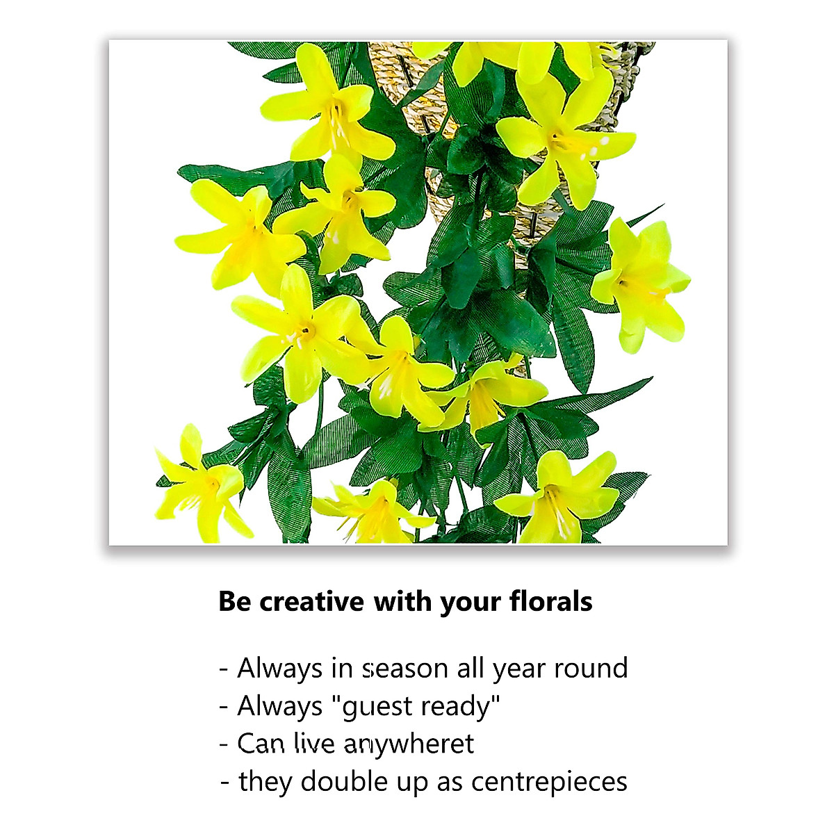 Pura Aide Artificial Lily Flower Garlands Fake Plant Foliage Hanging Vines for Home Bedroom Kitchen Garden Office Wedding Wall Decor