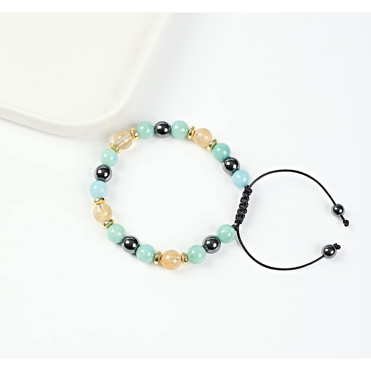 BFGFGO Citrine Crystal Goals Manifestation Bracelet for Money and Good Luck Wealth Bracelet. Authentic Gemstones Citrine Crystal Turquoise