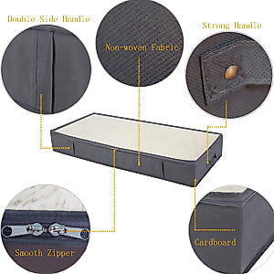 MAX Houser Under Bed Storage Bag,Breathable,Storage Bags for Blankets Clothes, Sweater,Pack of 2 (Grey)