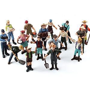 DOYIFun 6 Pcs Realistic Farmer People Model Figures Toy Playset, Plastic Farm Keeper Figurines Preschool Educational Learn Cognitive Toys for Toddlers Kids