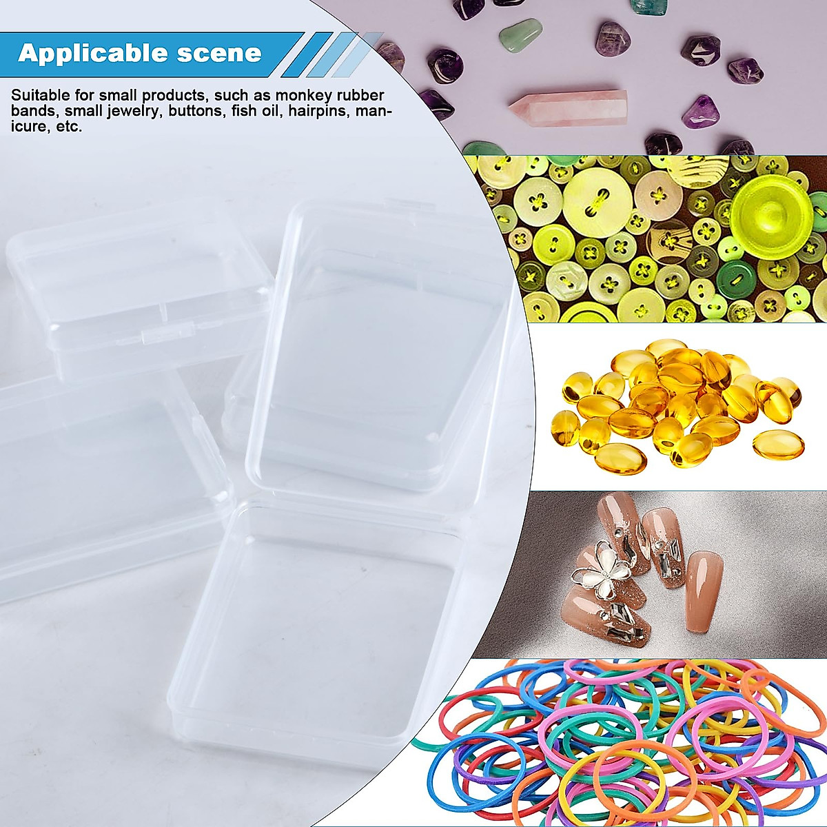 XhjzgcTech 12 Pcs Mini Clear Plastic Beads Storage Containers Box with Hinged Lid for Jewelry Beads Crayon Accessories Craft Organizers and Storage Boxes