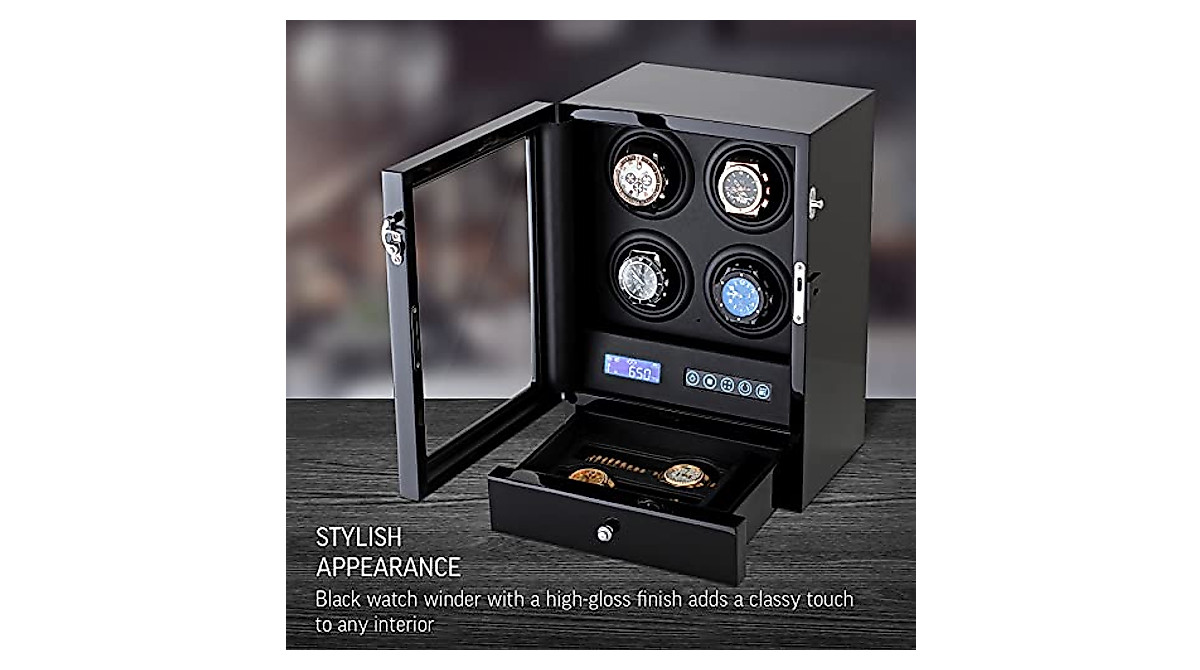 Automatic Watch Winder Box with LCD Touchscreen & LED Backlight