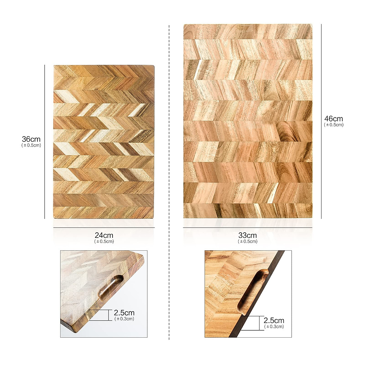 BILL.F Chopping Board 18" Large Acacia Wood Cutting Chopping Board for Kitchen with End-Grain,1" Thick Large Butcher Block 18x13x1.0 in