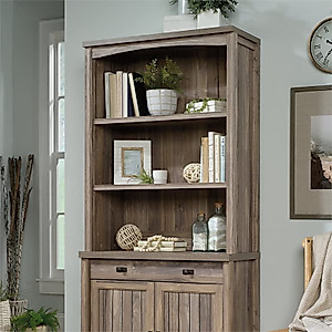 Sauder Costa Washed Walnut 2-Shelf Library Hutch, Washed Walnut Finish