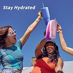 20 oz Tumbler with Handle Flip Straw,100% Leak Resistant Water Bottle,Insulated Cup Reusable Stainless Steel & Rubber Base Straw,Travel Mug,BPA FREE,Gifts, Bubblegum