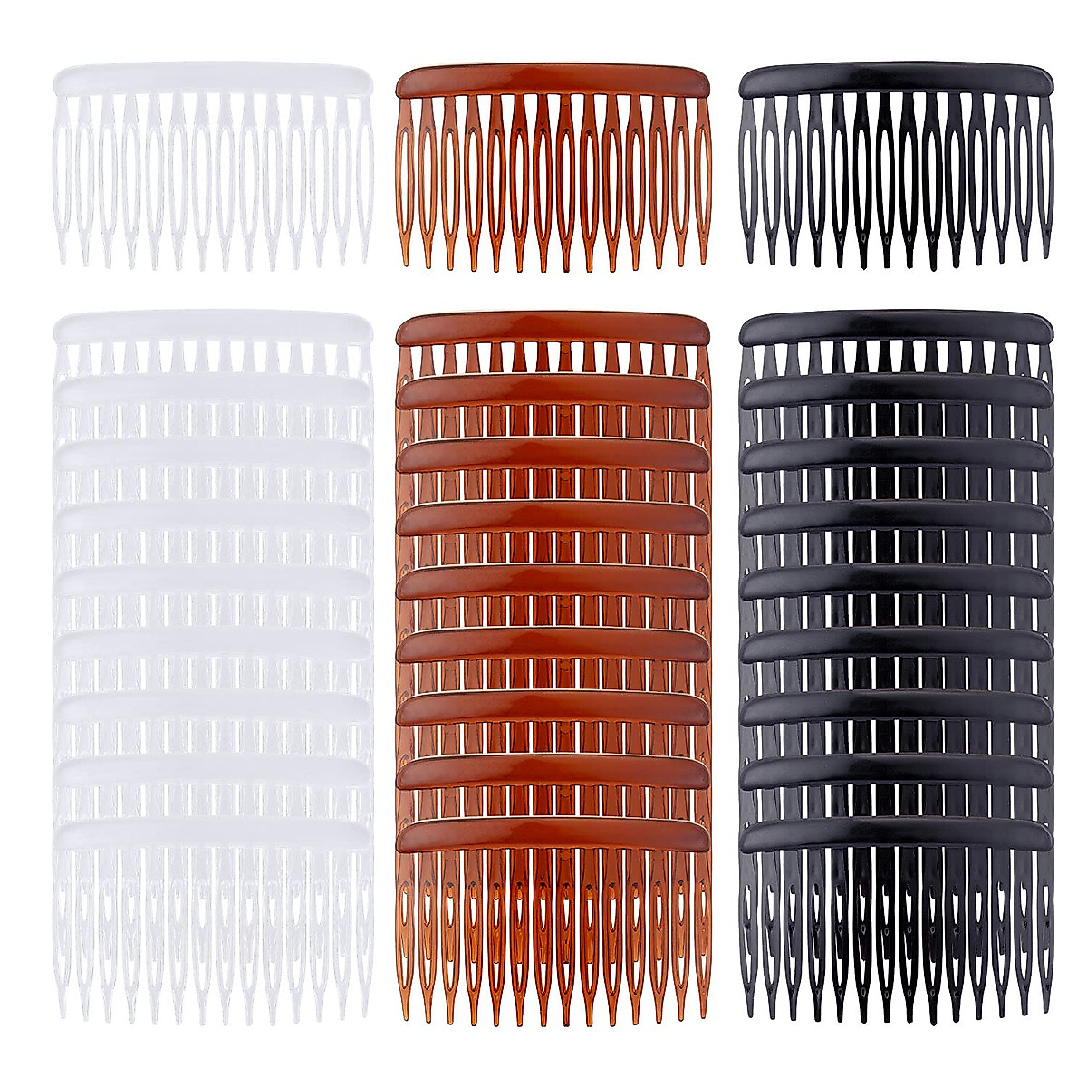 Lawie 30 Pack Clear Black Brown Small Plastic Side Hair Comb With Teeth Hairpins Grips for Women Bridal Wedding Veil Decorative Headpiece French Twist Updo Bun Accessories