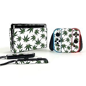 MightySkins Skin Compatible with Nintendo Switch OLED - Pot Leaves Green | Protective, Durable, and Unique Vinyl Decal wrap Cover | Easy to Apply, Remove and Change Style | Made in The USA
