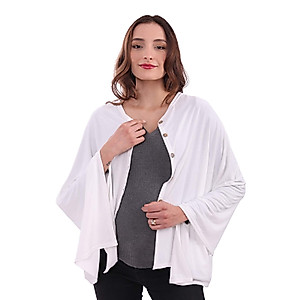 MissShorthair Women's Lightweight Knitted Scarf Poncho Sweater Cape Shawl Versatile Spring Summer Ponchos Wraps White