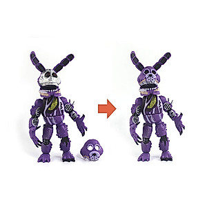YLEAFUN Five Night Game Pizzeria Simulator, Action Figure Toy 6.5-Inch, Animatronics [Nightmare Foxy/Bonnie/Fazbear/Chica]
