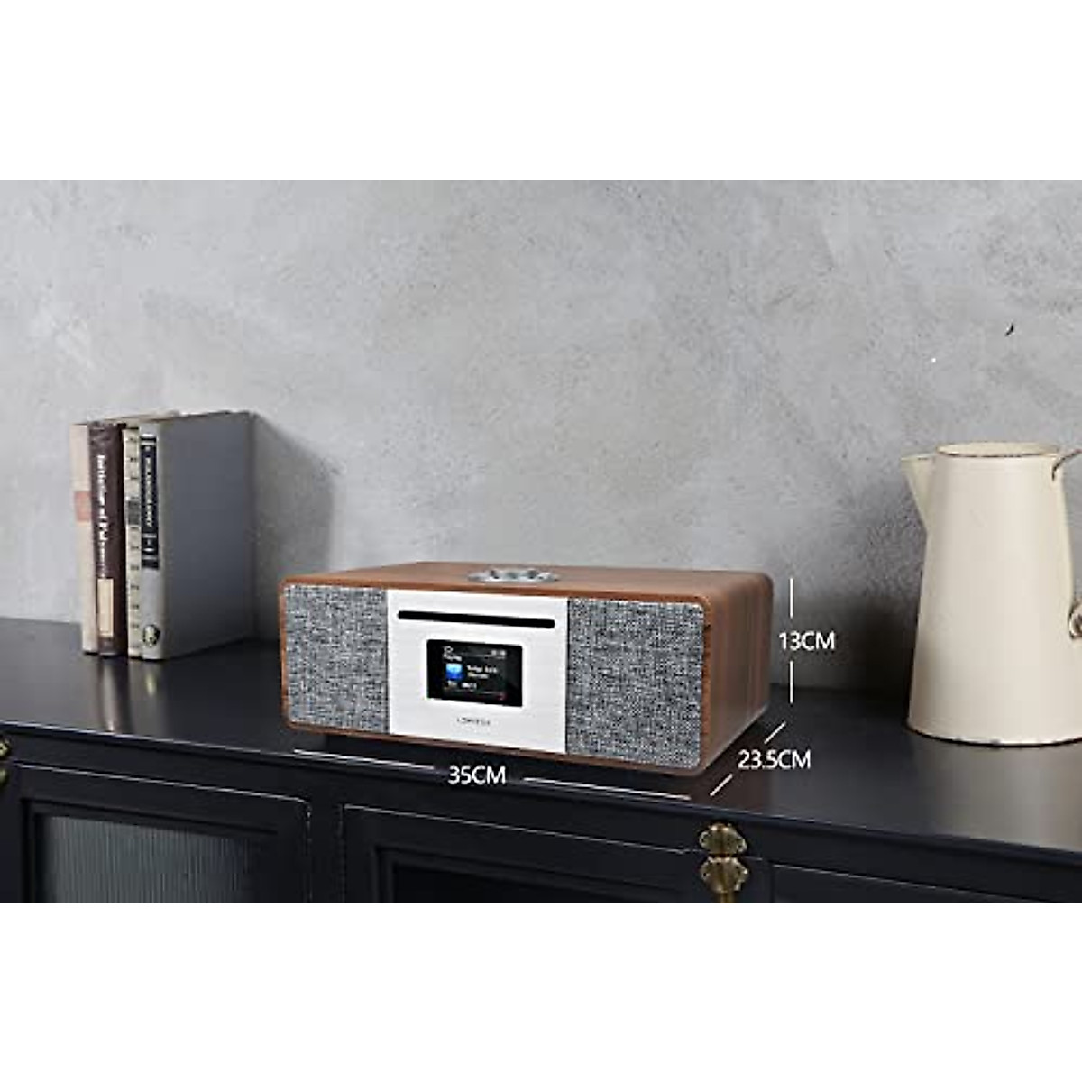 LEMEGA MSY5 CD Player,FM Digital Radio,Internet Radio,Spotify Connect,Bluetooth Speaker,Stereo Sound,USB Charging,Clock Alarms,Remote&App Control – Walnut Finish
