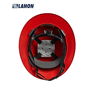 LANON Full Brim Hard Hat, OSHA Construction Work Approved, Premium Charcoal Gray Design, FRP Safety Helmet with 4 Point Adjustable Ratchet Suspension, Class C