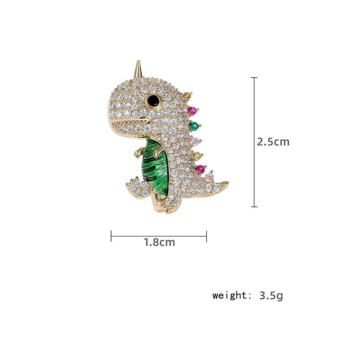 Cute Dinosaur Sparkly CZ Brooches Pins Delicate Luxury Cartoon Animal Brooch Classic for Party Dance Banquet for Women Ladies Girls Dainty Elegant Beautiful Lapel Pins Scarf Clips Collar Neck Tie Dress Suit Shirt Ceremony Clothes Accessories Jewelry Mothe