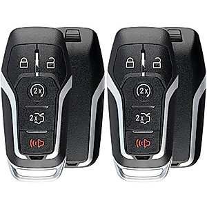 KeylessOption Keyless Entry Remote Smart Key Fob Shell Case for Ford Fusion Mustang Edge M3N-A2C31243800 (Pack of 2)